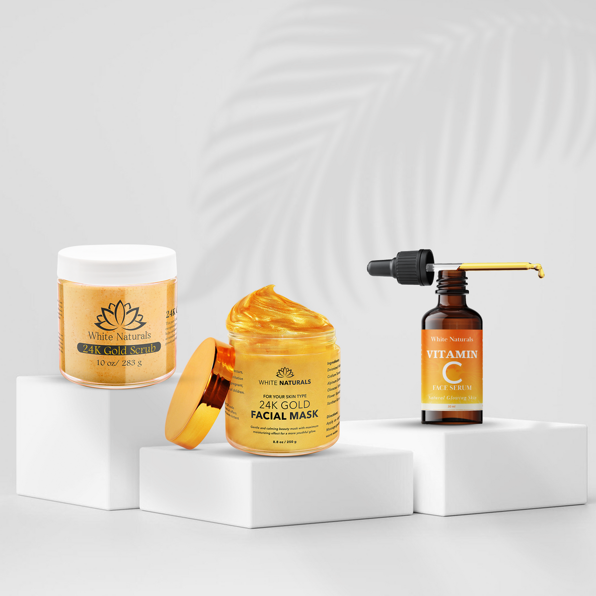 Bundle: 24K Gold Mask + 24K Gold Scrub + Vitamin C serum | White Naturals
